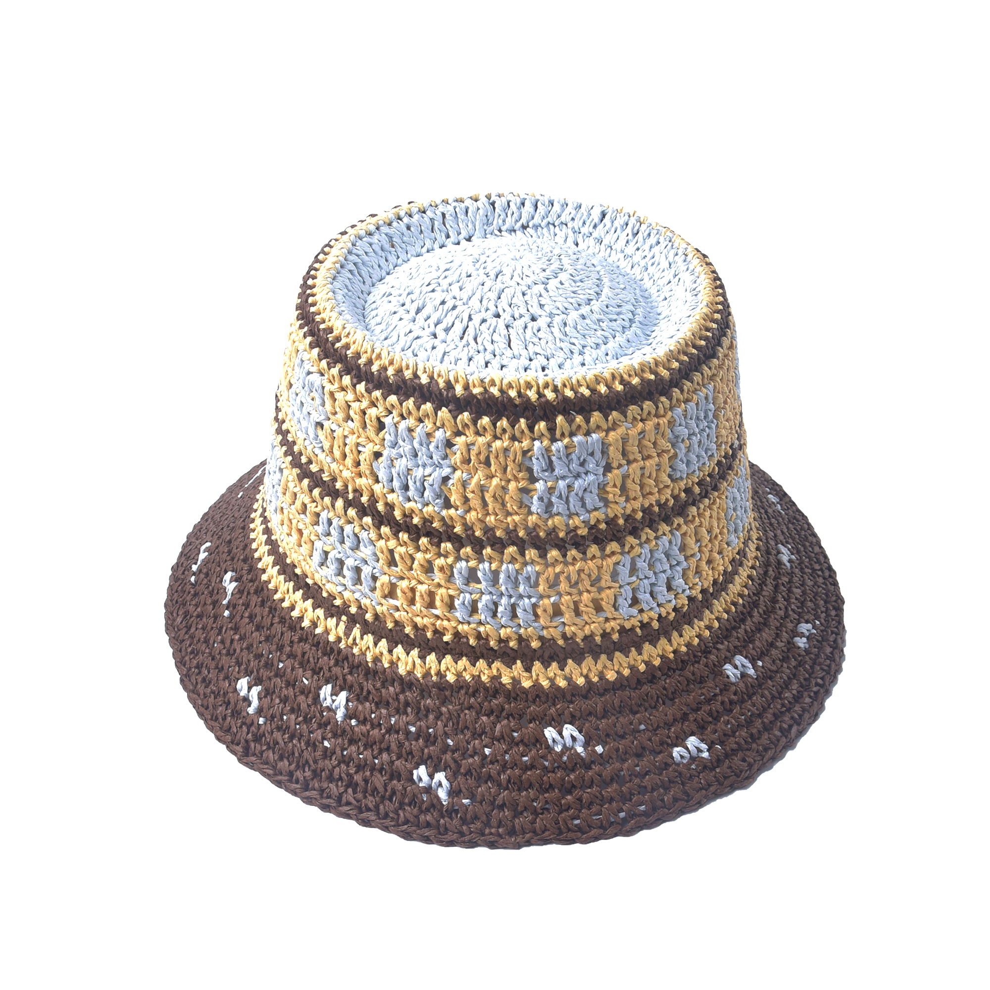 Custom Hand-made Bucket Paper Straw Hat-Shunpu