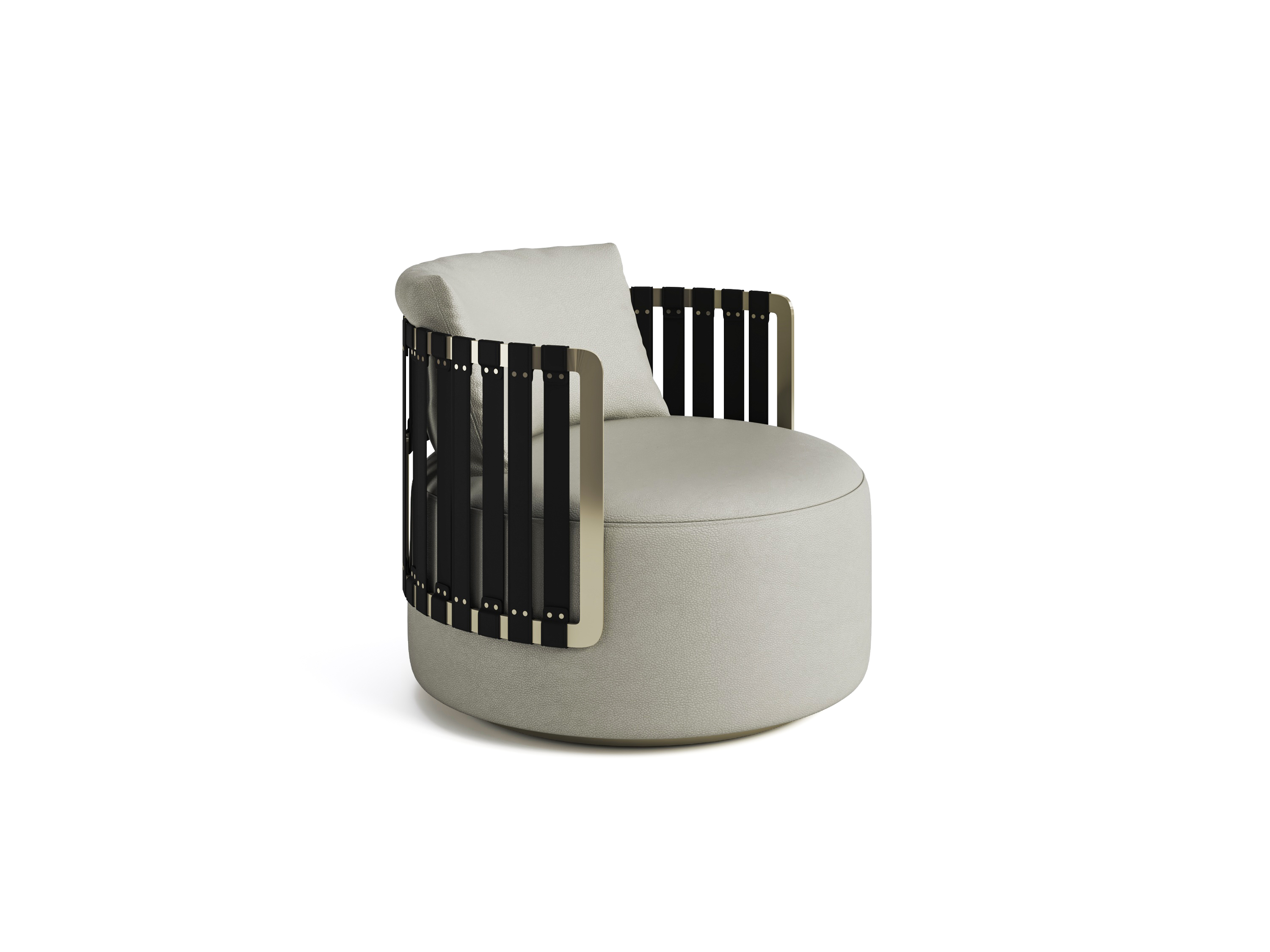 Luxury Circular Leather Accent Chair: Blend of Elegance and Modern Design