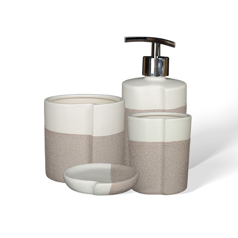 Sand-Textured Bathroom Ceramic Set with Dipped Color Design - High ...