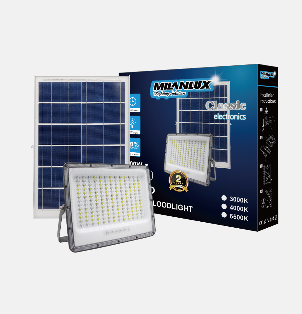 LED SOLAR FLOOD LIGHT, SMOOTH ECOSTAR SERIES-MILANLUX