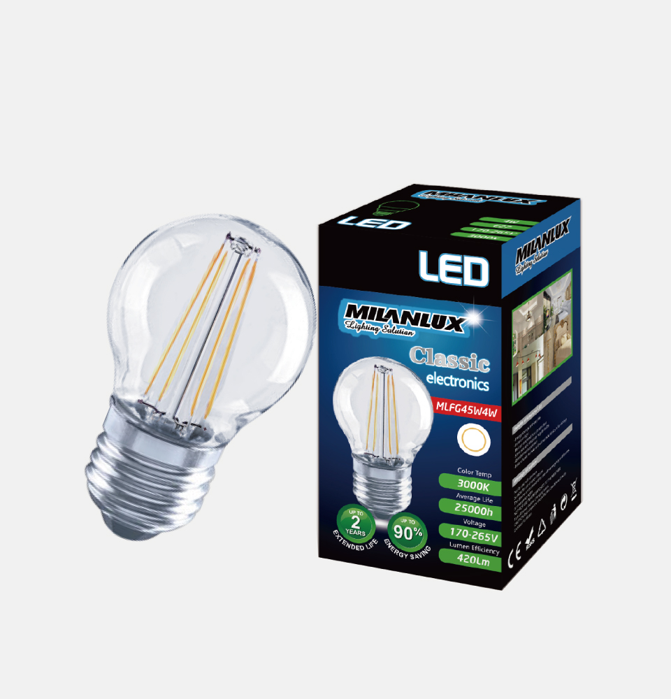 LED FILAMENT G45 CLEAR/MILKY/AMBER-MILANLUX