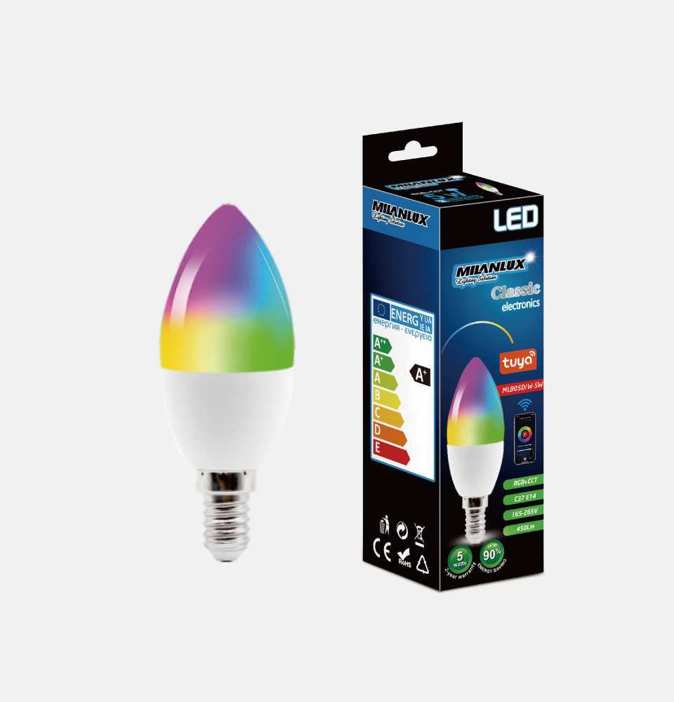 SMART BULB C37 TUYA SERIES RGB+CCT-MILANLUX
