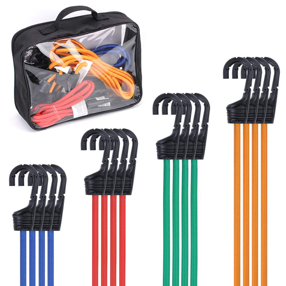 16PC Bungee Cord Set - High Quality Elastic Cords for Multiple Uses