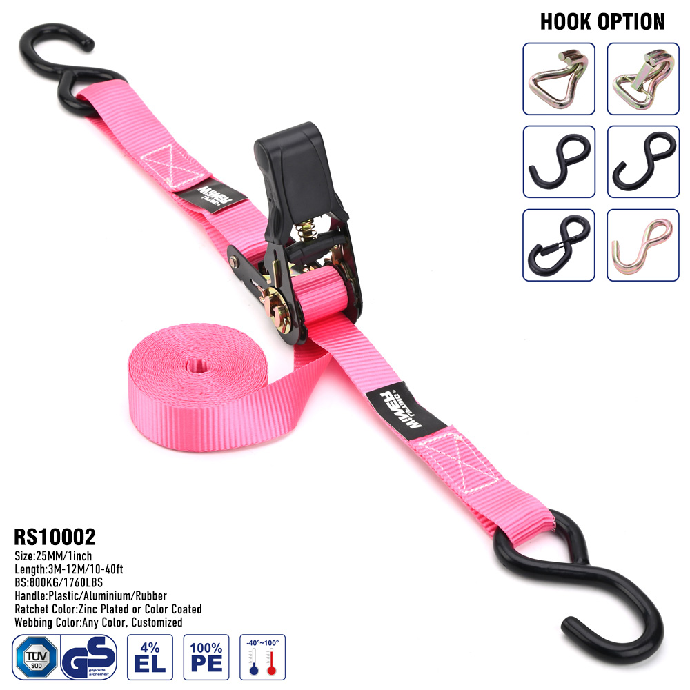 1 Inch 800Kg Ratchet Belt Cargo Lashing Strap with Rubber Handle, S ...