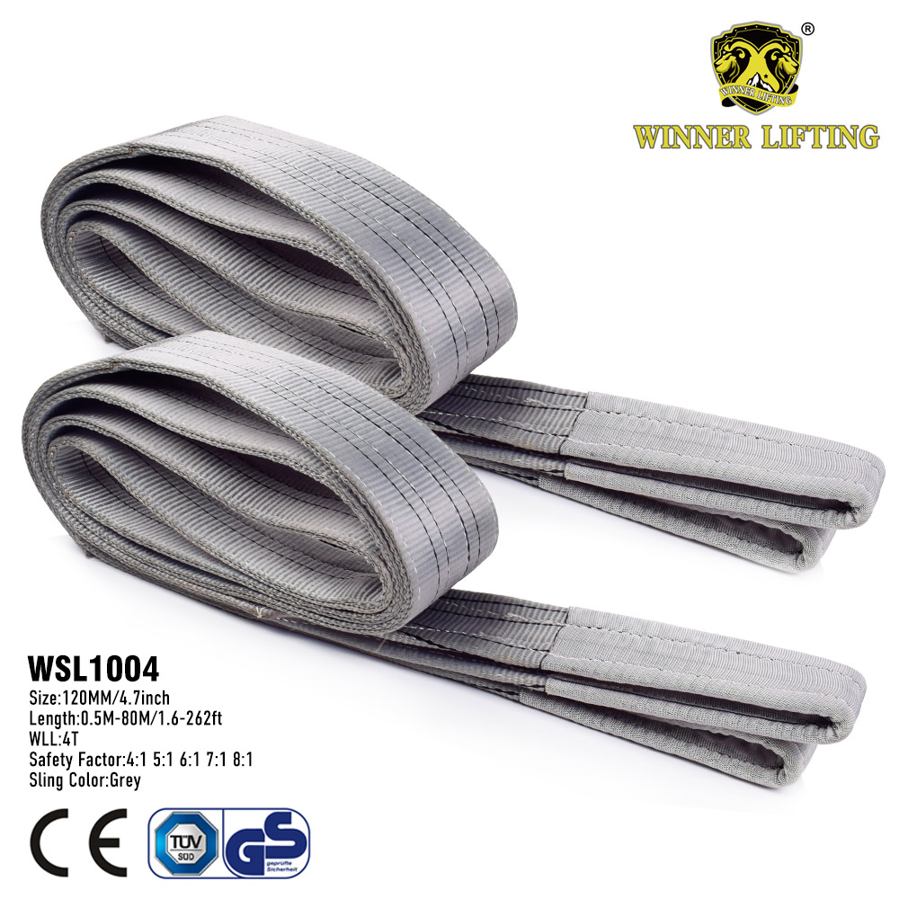 4 Ton 120MM Width Lifting Flat Webbing Sling Belt - Grey Color, Safety ...