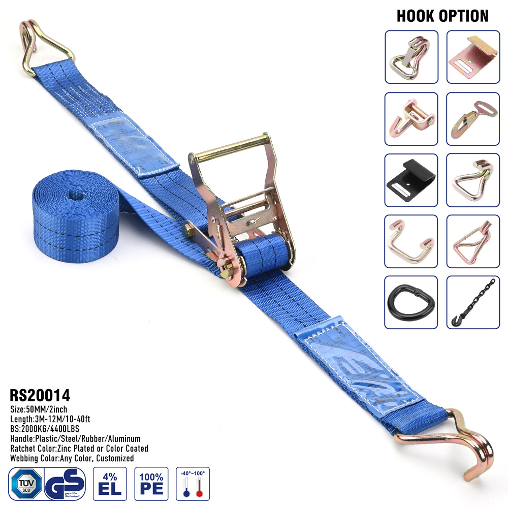 50MM 2T Ratchet Strap with Double J Hook - High-Quality Towing ...