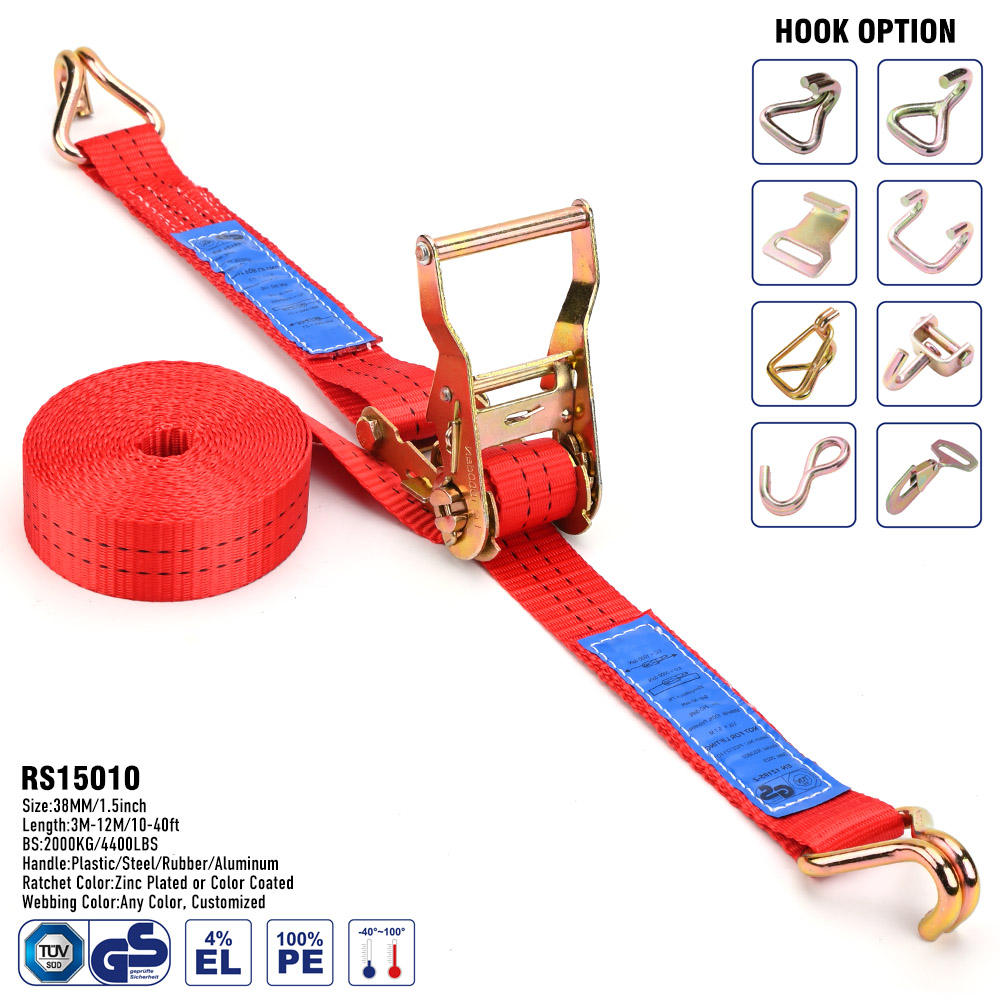 38MM 2T Ratchet Strap with J Hook - High Quality Towing & Securing Solution