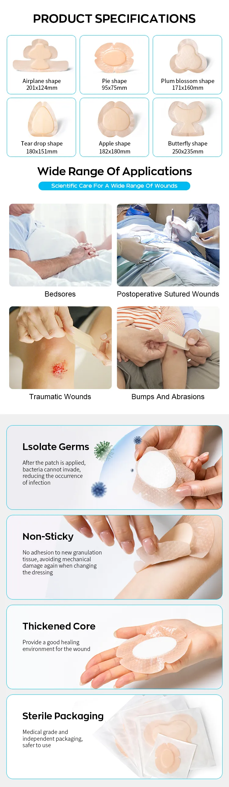 Silicone Foam Dressing with Border (Oval Shape) - High-quality Wound ...